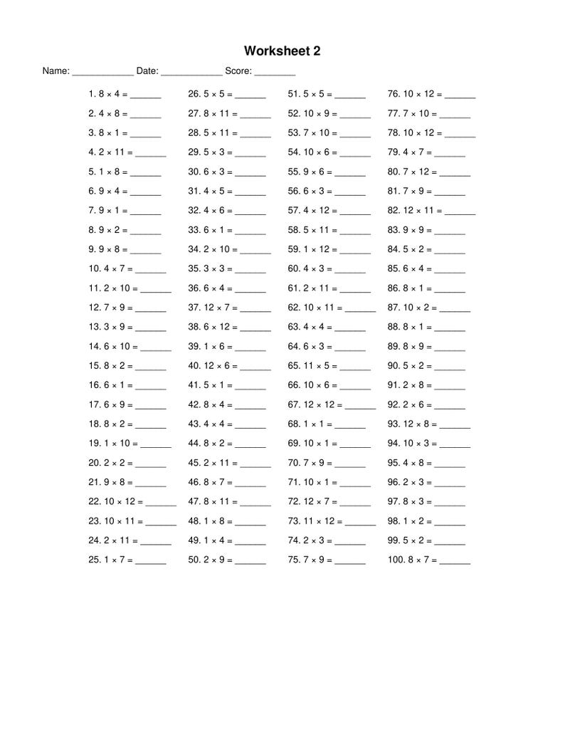 3rd Grade Multiplication Practice Worksheets | 5 Printable Math Sheets ...