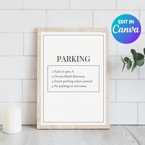 Editable Airbnb Parking Sign Template (digital Download) - Etsy