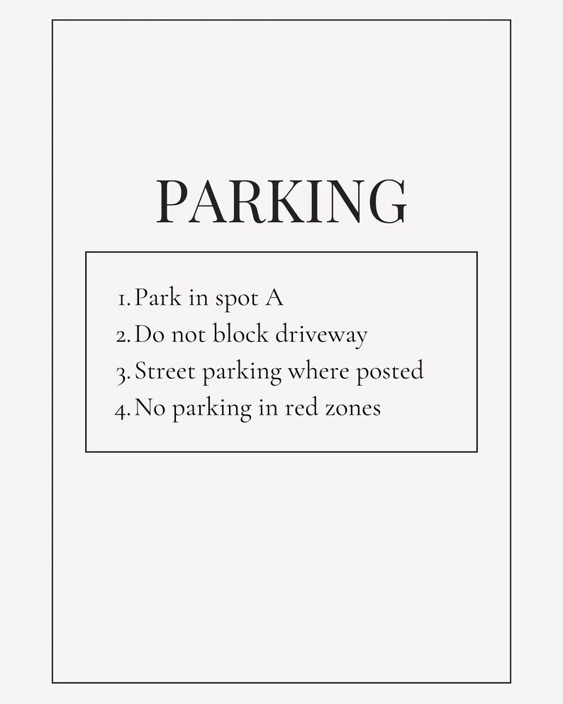 Editable Airbnb Parking Sign Template (digital Download) - Etsy