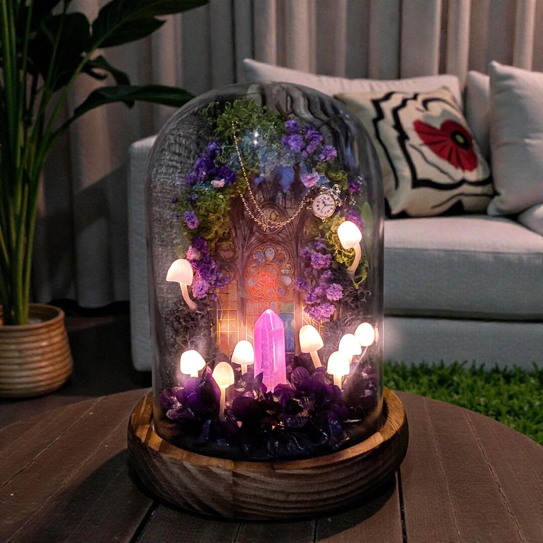 Amethyst Crystal Bedside Table Lamp, Handmade Purple Night Light ...