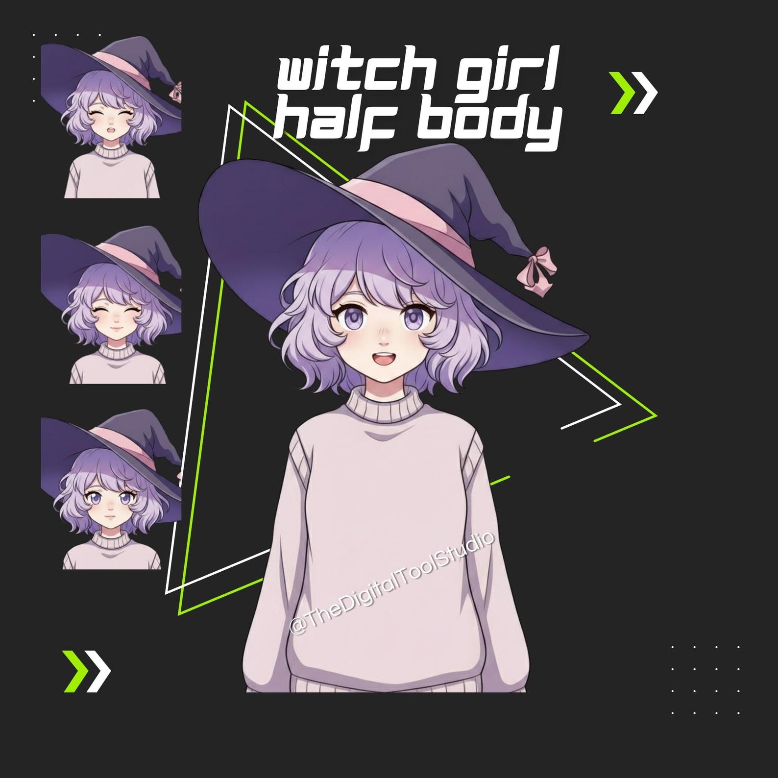 Witch Girl Pngtuber Model, Vtuber Model, Veadotube Model, Cute PNG ...
