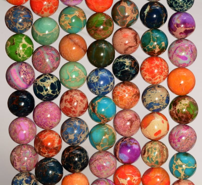 Multi Color Sea Sediment Imperial Jasper Gemstone 4mm 6mm 8mm - Etsy