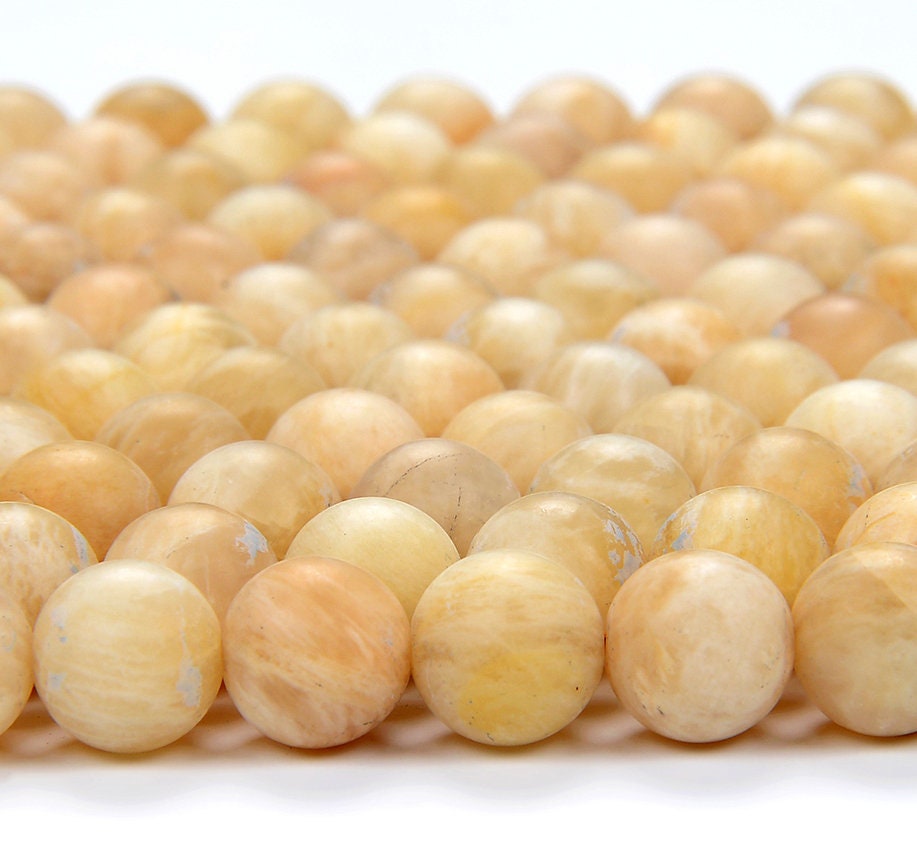 8MM Natural Matte Yellow Sunstone Gemstone Grade AA Round Loose Beads ...