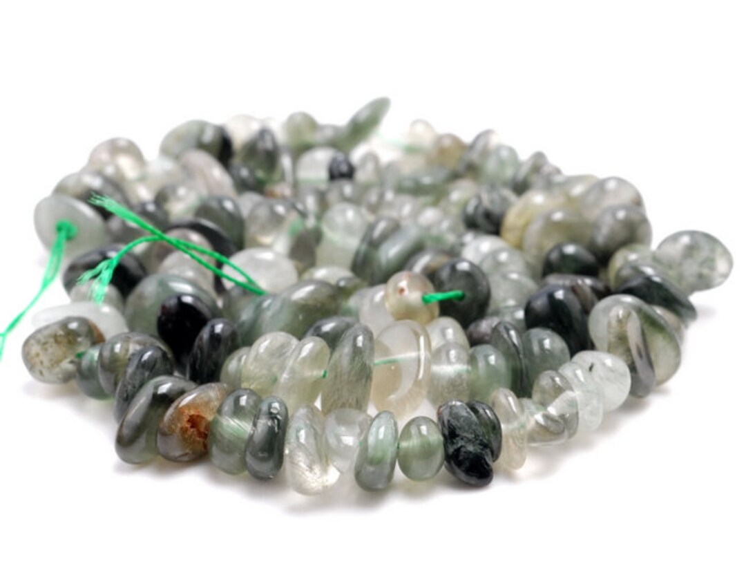 6-7MM Green Rutilated Quartz Gemstone Pebble Nugget Chip Loose Beads 7. ...