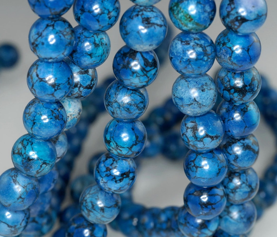 12mm Blue Turquoise Gemstone Dark Blue Round 12mm Loose Beads 16 Inch ...