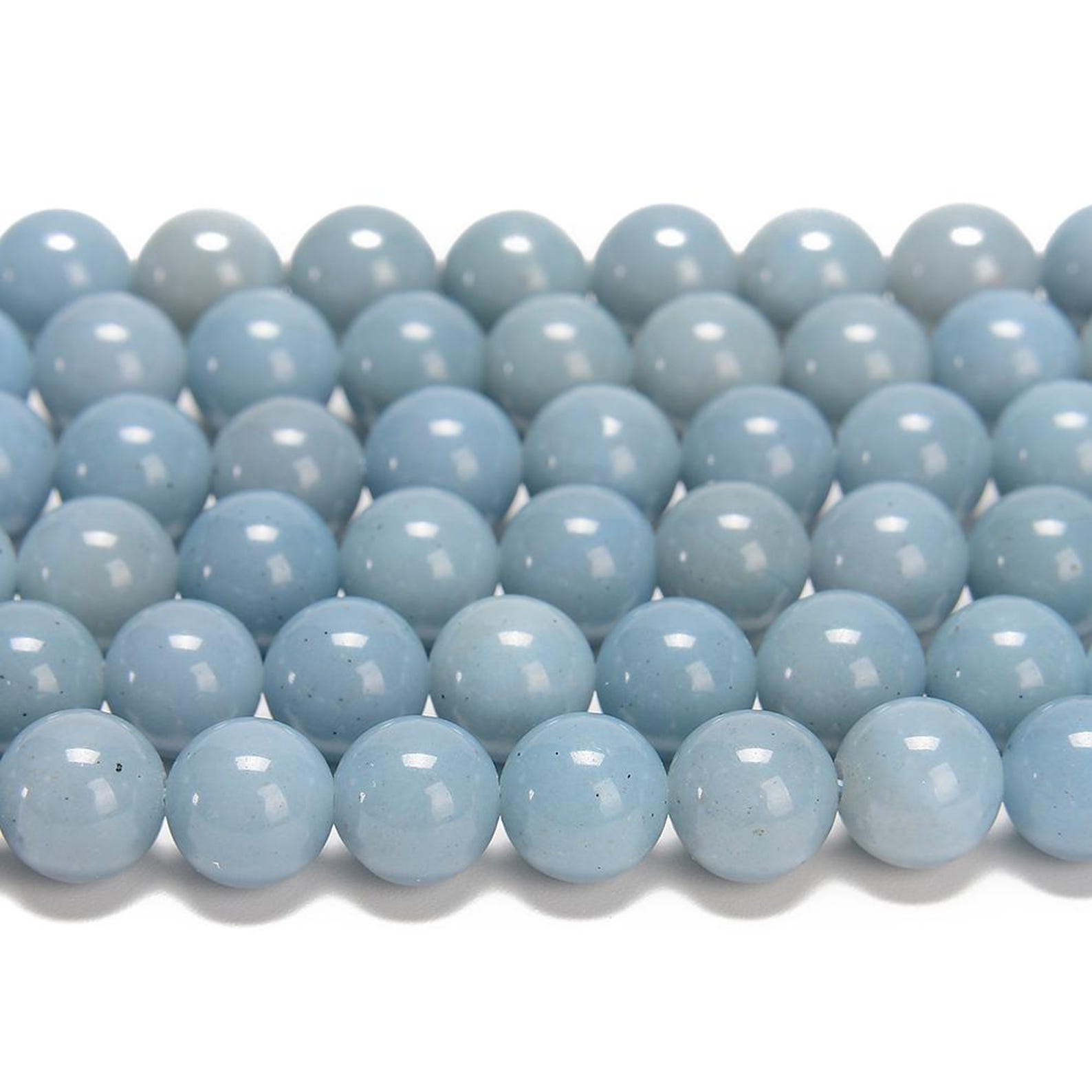 Angelite Blue Color Jade Gemstone Round 8MM Loose Beads 14.5 Inch Full ...