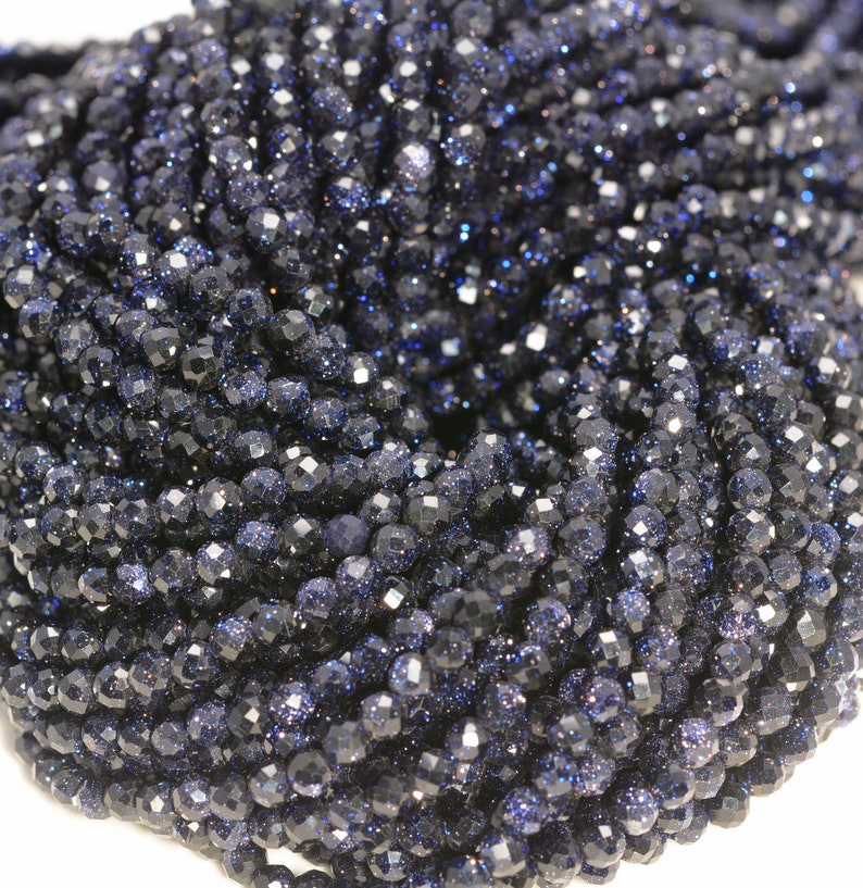 2MM Blue Sandstone Gemstone Grade AAA Micro Faceted Round Loose Beads ...