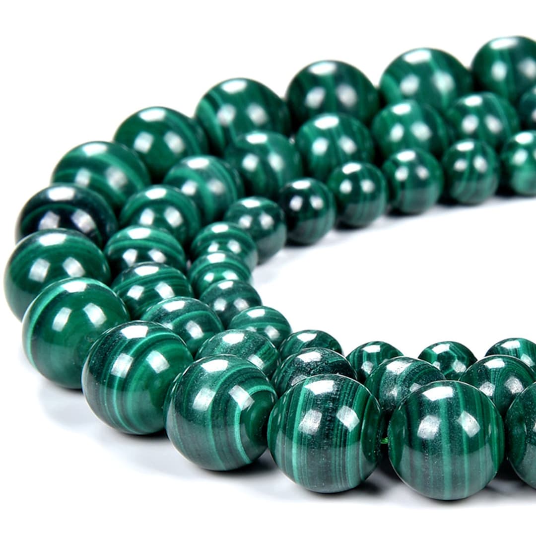 Deep Green Natural Malachite Deep Green Gemstone Grade AAA Round 6MM ...