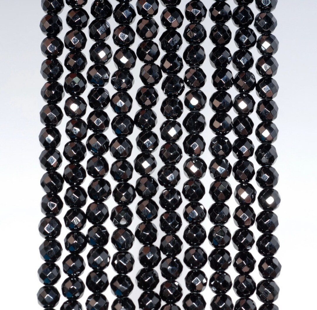 4mm Noir Black Onyx Gemstone Black Faceted Round Loose Beads 15.5 Inch ...