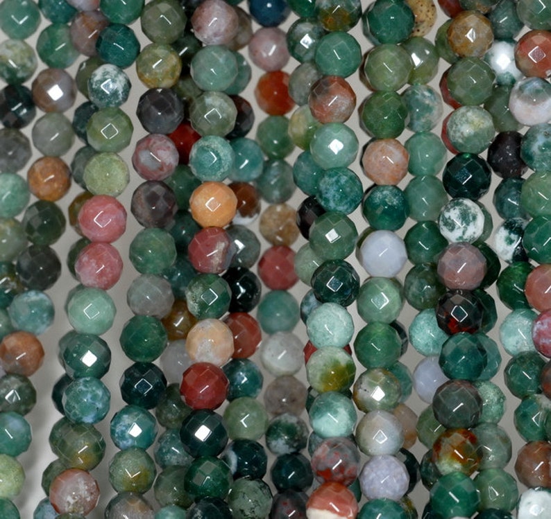 8mm ágata india piedra preciosa verde rojo facetado ronda 8mm | Etsy