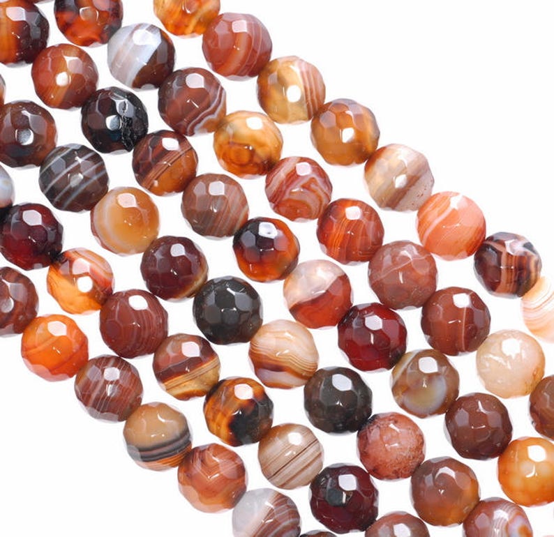 8mm Coffee Agate Gemstone Brown Swirls Faceted Round 8mm Loose - Etsy