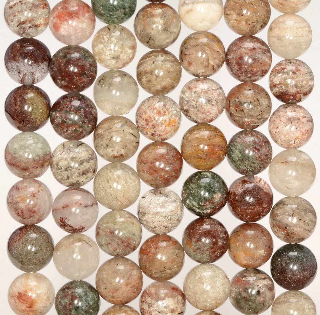 12-13MM Multi Color Lace Phantom Quartz Gemstone Grade A Round Loose ...