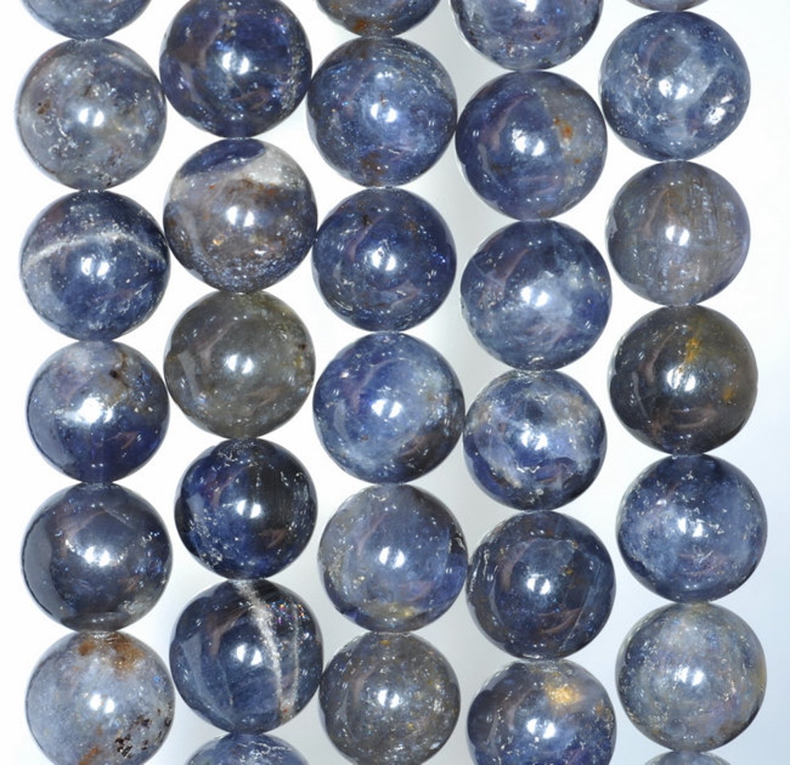 10MM Blue Iolite Gemstone Grade A Round Loose Beads 7 Inch Half Strand ...