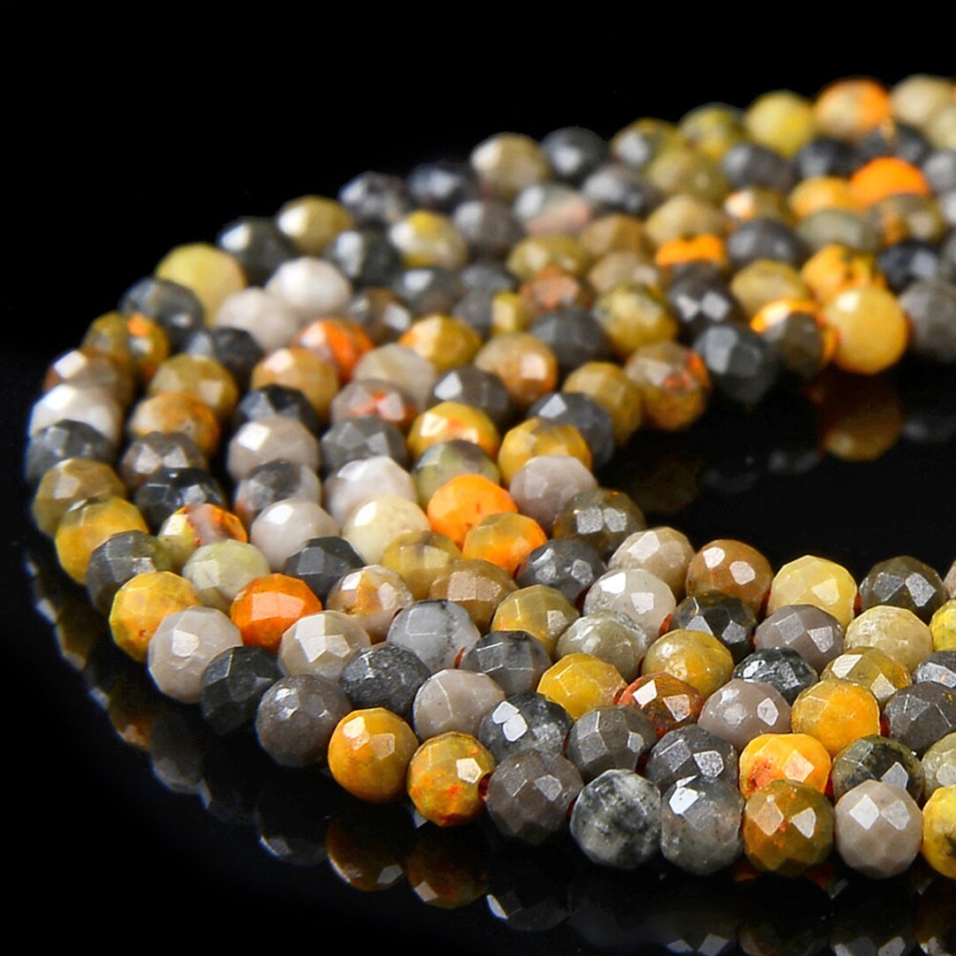 Natural Bumblebee Jasper Gemstone Grade AA Micro Faceted Round 2MM 3MM ...