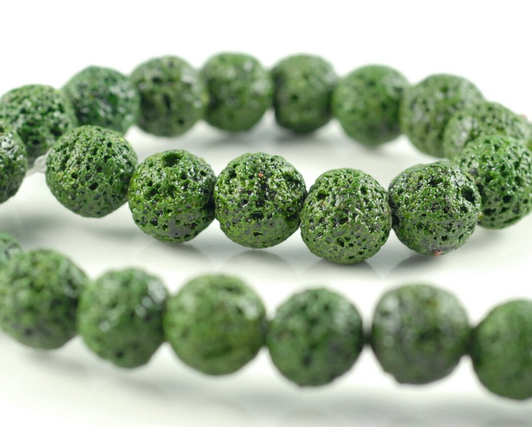 12mm Green Volcanic Basaltic Lava Gemstone Dark Olive Round 12mm Loose ...