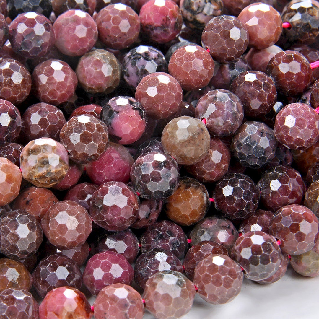 Dark Red Rhodonite Gemstone Grade AAA Micro Faceted Round 6MM 8MM Loose ...