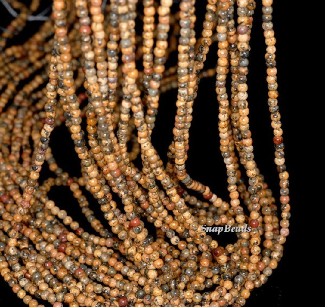 2mm Gobi Tan Leopardskin Jasper Gemstone Tan Brown Round 2mm Loose ...