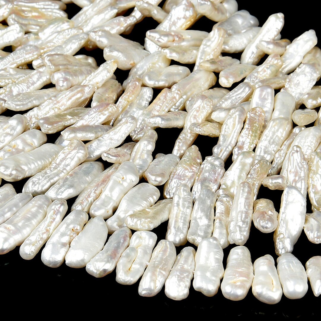 Natural Baroque Freshwater Ivory White Biwa Pearl Gemstone Center ...