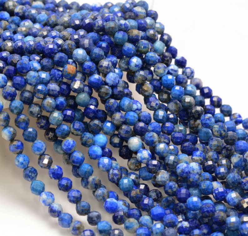 5MM Genuine Lapis Lazuli Gemstone Grade A Micro Faceted Round Loose ...