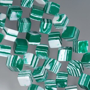 8MM Green White Matrix Turquoise Gemstone Square Cube Diagonal Loose ...