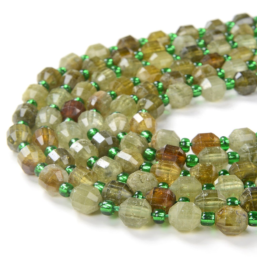 6MM Natural Green Garnet Gemstone Faceted Prism Double Point Cut Loose ...