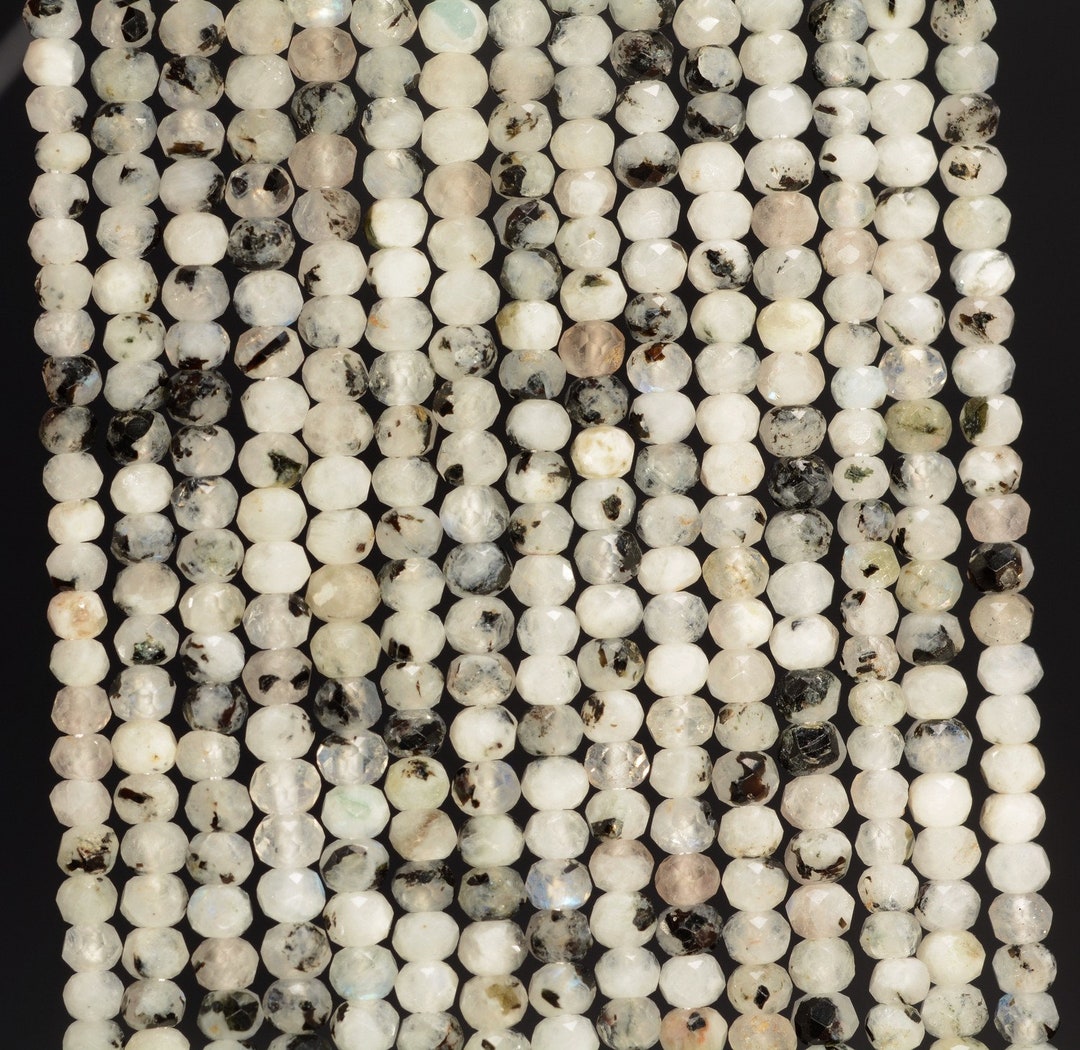 3x2mm Rainbow Moonstone Gemstone Grade A Micro Faceted Rondelle Loose ...