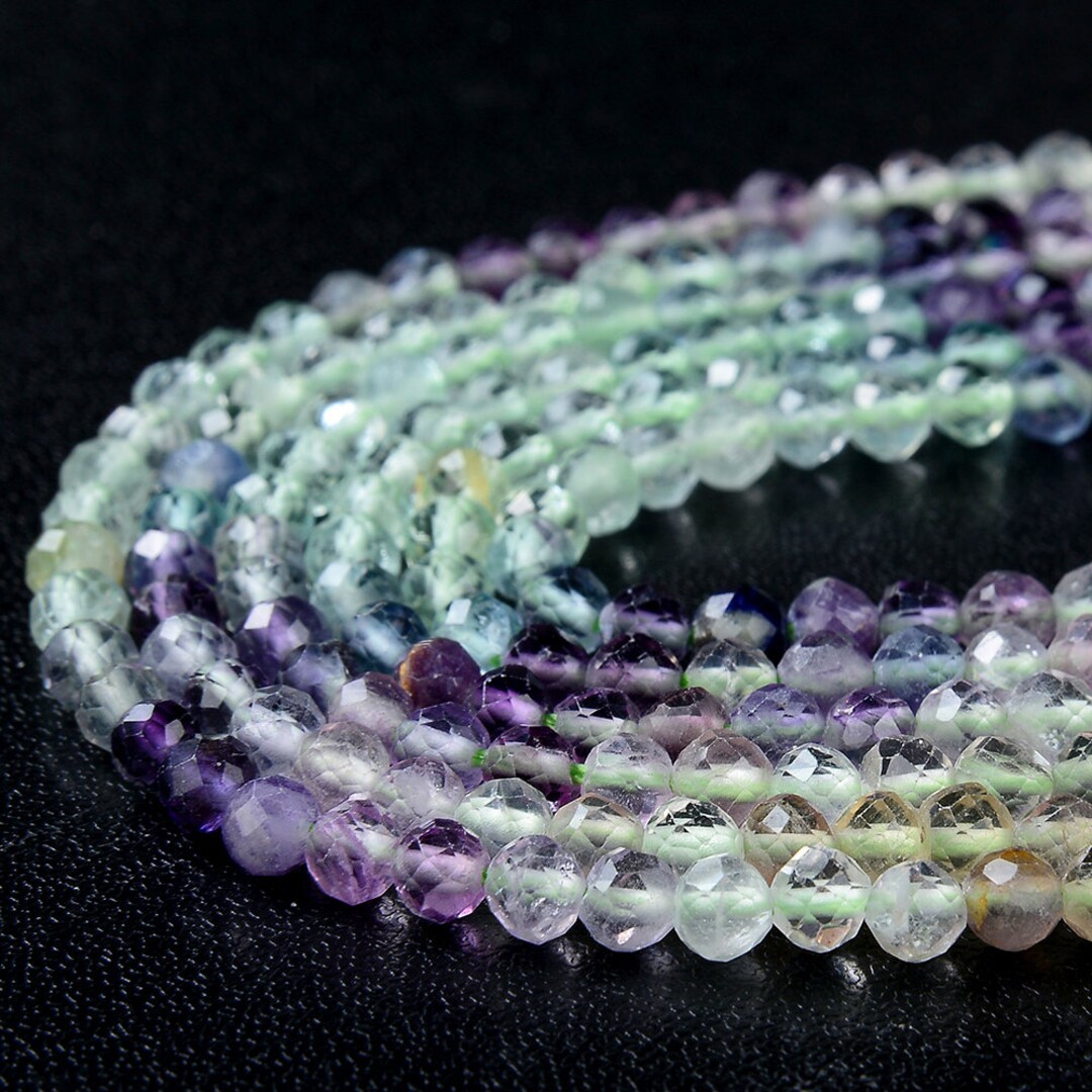4MM Natural Multi Color Fluorite Gemstone Grade AAA Micro Faceted Round ...