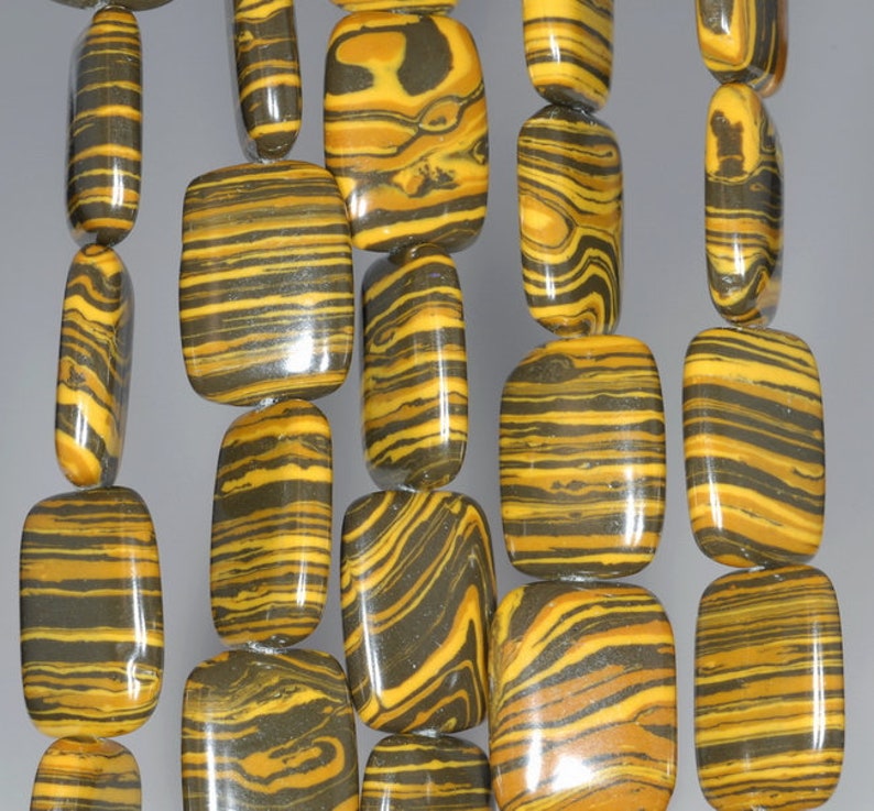 18x13mm Yellow Brown Matrix Turquoise Gemstone Rectangle Loose - Etsy