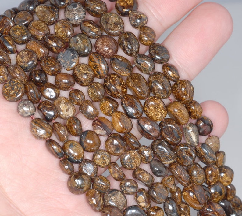7-8MM Bronzite Gemstone Pebble Nugget Granule Loose Beads 7.5 Inch Half ...