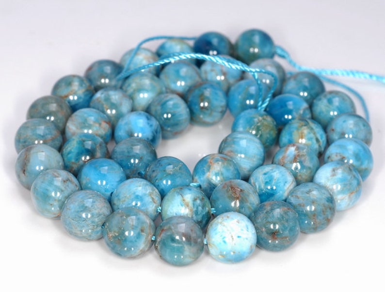 12-13MM Light Blue Apatite Gemstone Grade AB Round Loose Beads 7.5 Inch ...
