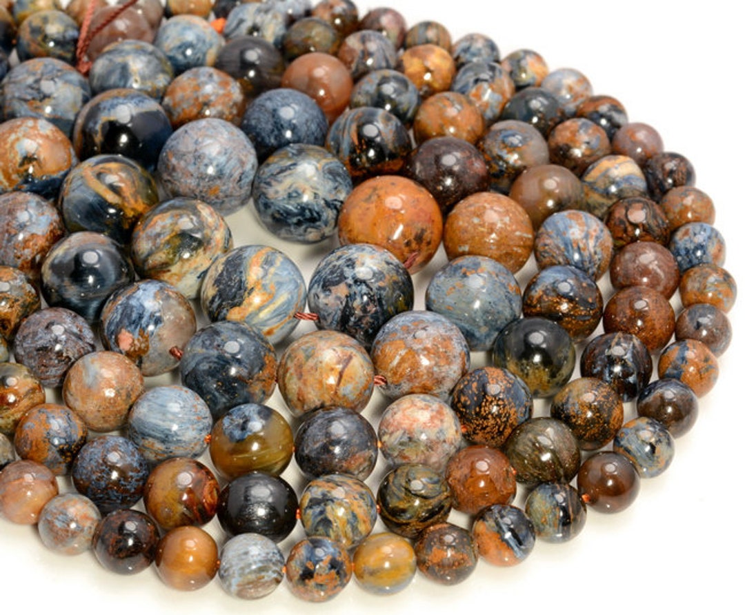 Genuine Blue African Pietersite Gemstone Blue Brown Grade AA Round 7mm ...
