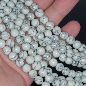 8MM White Matrix Turquoise Gemstone Round Loose Beads 15.5 Inch Full ...