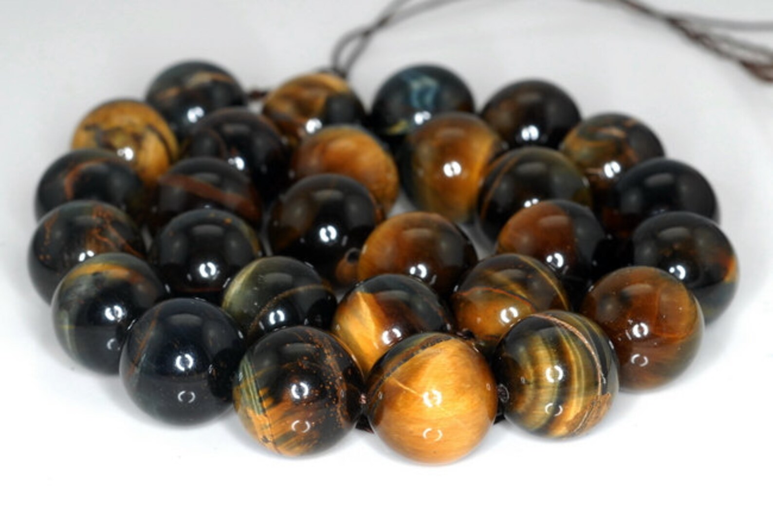 12mm Golden Natural Blue Tiger Eye Gemstone Grade AB Round Loose Beads ...