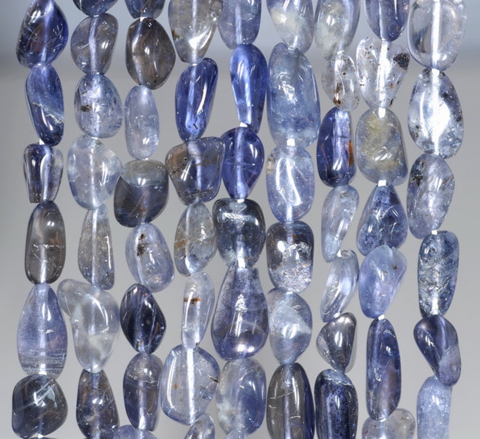 6-7MM Iolite Gemstone Pebble Nugget Granule Loose Beads 16 Inch Full ...