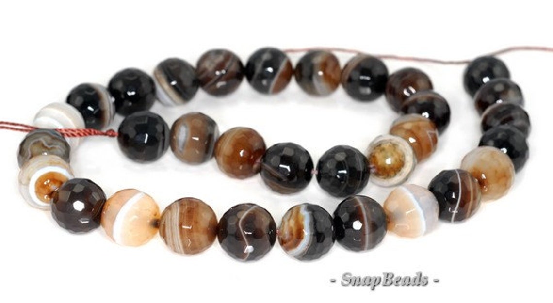 10mm Coffee Agate Gemstone Brown Swirls Faceted Round 10mm - Etsy