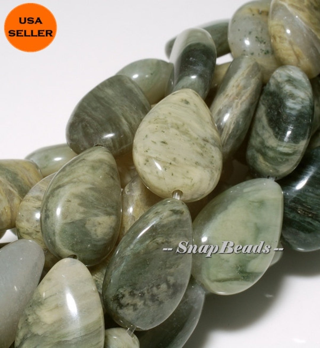Green Quartz Moss Inclusions Gemstone, Green Rutilated, Pear Teardrop ...