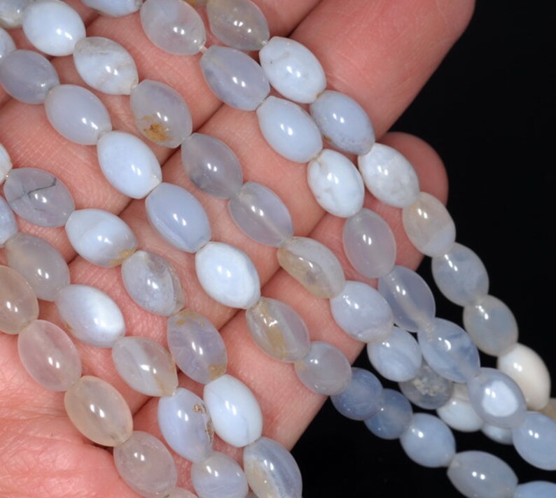 8X6MM calcedonio blu agata pietra preziosa riso Loose Beads | Etsy