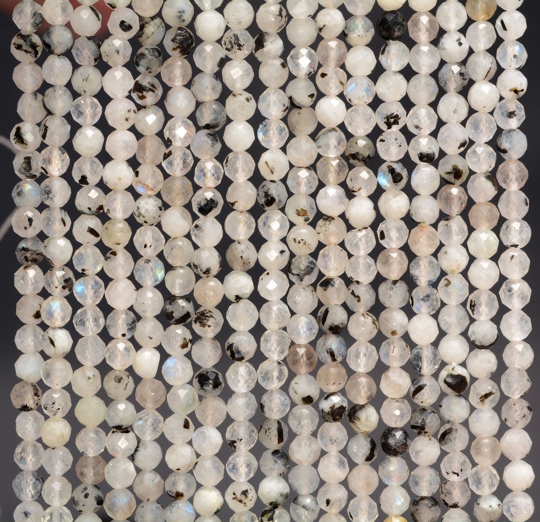 3MM Rainbow Moonstone Gemstone Grade A Micro Faceted Round Loose Beads ...