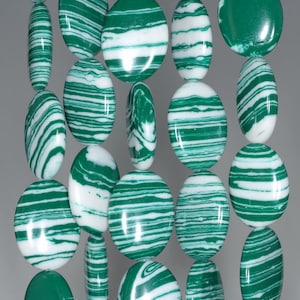18x13mm Green White Matrix Turquoise Gemstone Oval Loose Beads 7.5 Inch ...