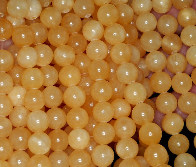 10mm Honey Calcite Gemstone Yellow Round 10mm Loose Beads 7.5 Inch Half ...