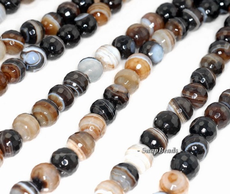 10mm Coffee Agate Gemstone Brown Swirls Faceted Round 10mm - Etsy