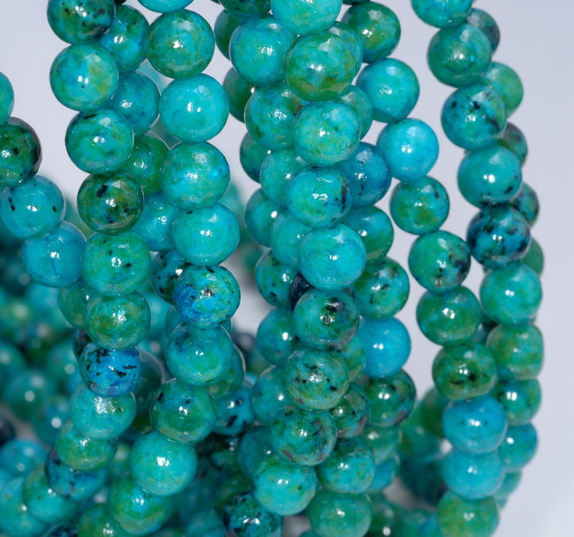 8mm Chrysocolla Quantum Quattro Gemstone Round Loose Beads 7.5 Inch ...