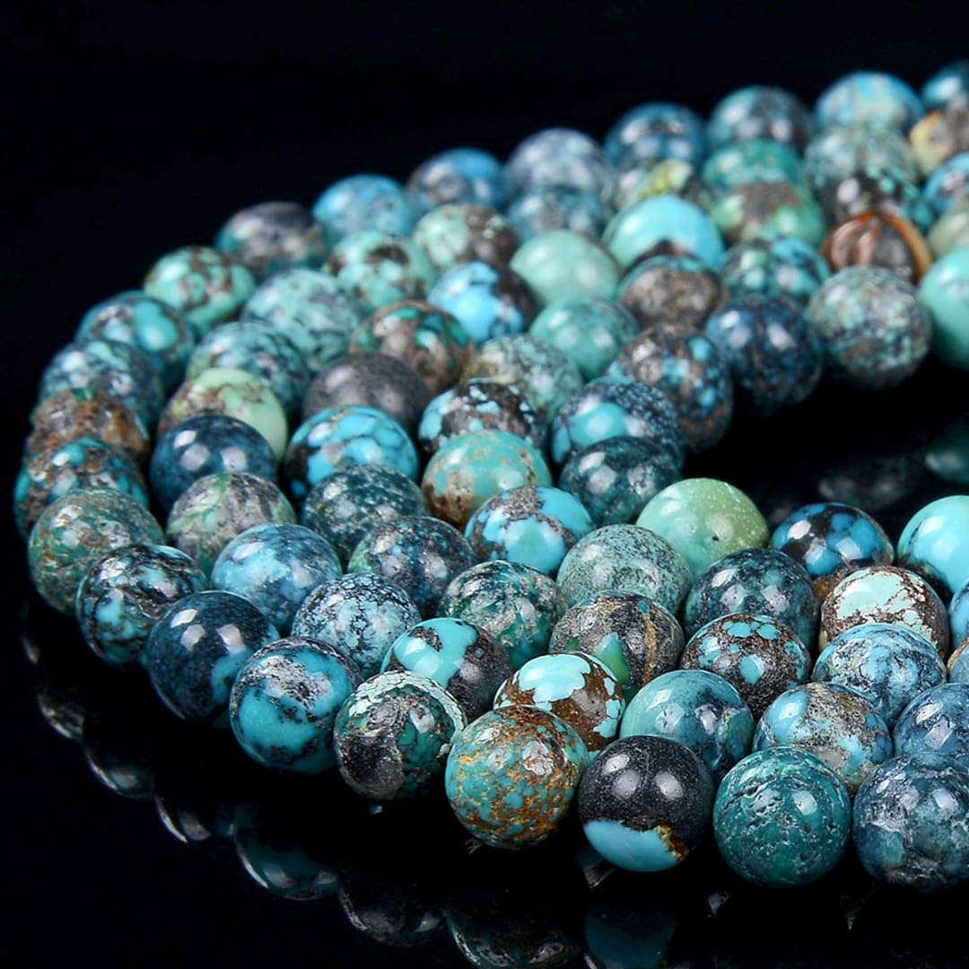 Natural Rough Turquoise Gemstone Round 5MM 6MM 7MM Loose Beads (D443 ...