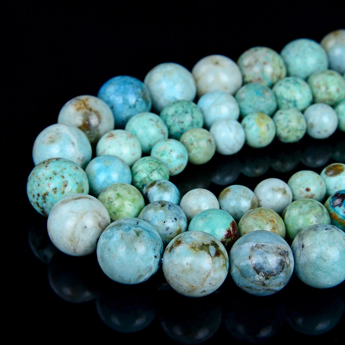 Genuine Peruvian Turquoise Green Blue Gemstone Round 6mm 7mm - Etsy