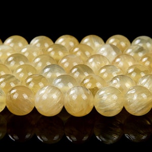 Natural Yellow Selenite Gemstone Grade AAA Round 4MM 6MM 8MM 10MM 12MM ...