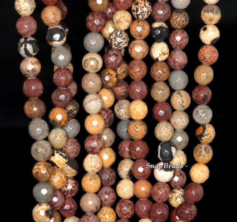 6mm Painting Jasper Gemstone Brown Faceted Round 6mm Loose - Etsy