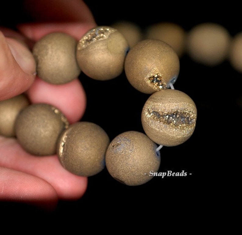 Matte 8MM Gold Sensation Pixie Dust Druzy Gemstone Gold - Etsy