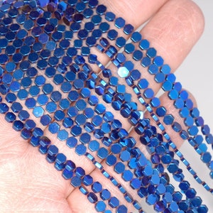3X1MM Blue Hematite Gemstone Hexagon Flat Loose Beads 16 Inch Full ...