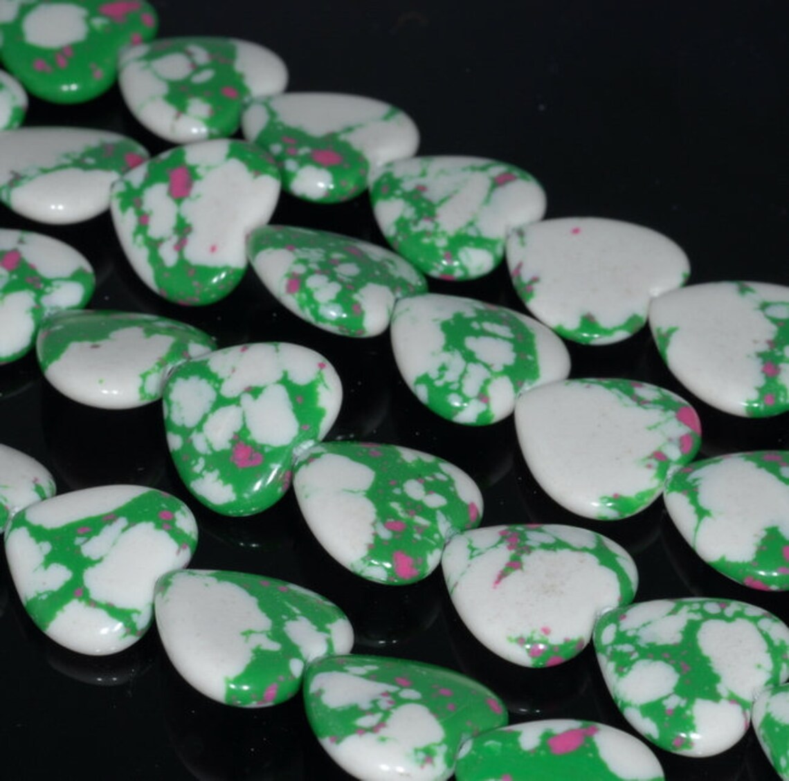 16x15mm White Green Matrix Turquoise Gemstone Love Heart Loose - Etsy