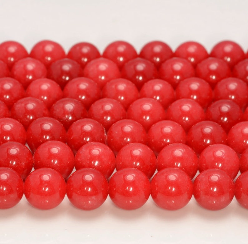 8MM Color Red Jade Gemstone Round Loose Beads 15 Inch Full | Etsy
